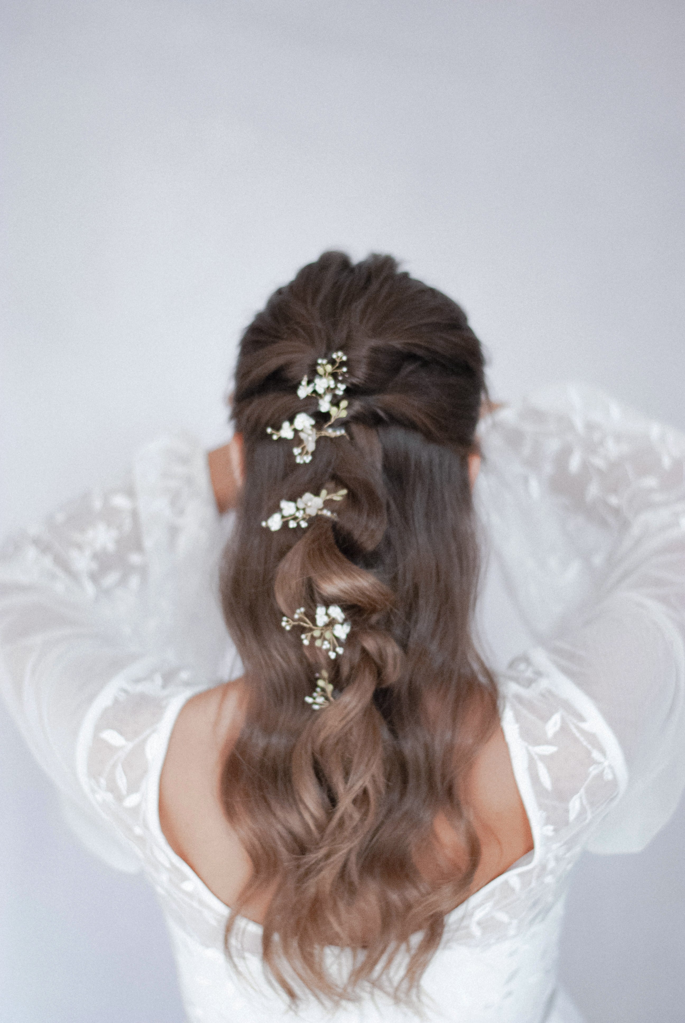 Spring Floral Hairpin | Bridal Hairstyle Jewel Leaves and Flowers ...