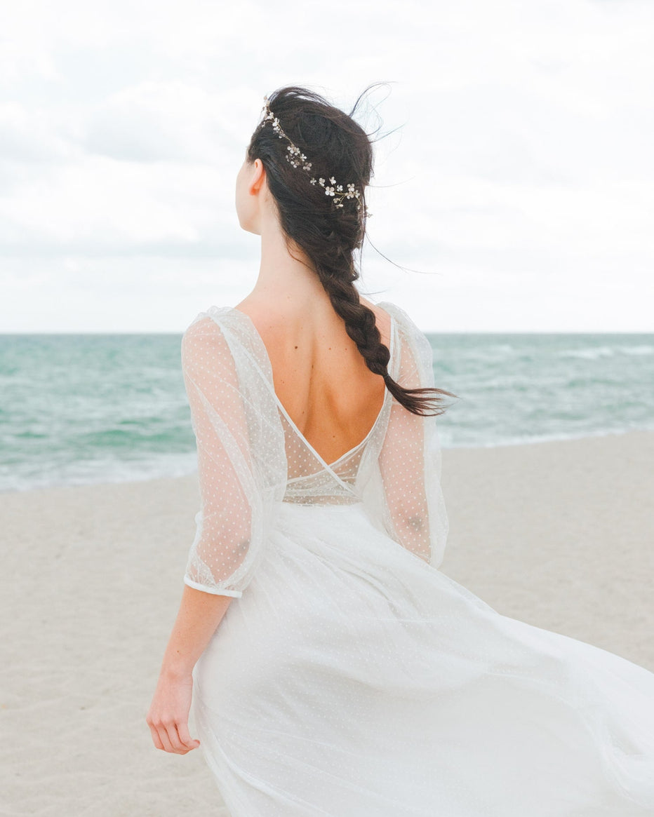 Mother-of-pearl Flower Crown - Elegant Accessory for Bride's Hair – Elibre